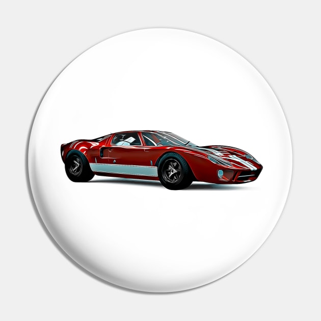 GT40 MK1 Cartoon - Car - Pin | TeePublic