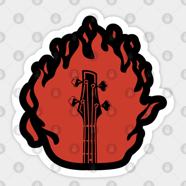 Fire Bass Guitar - Bass Guitar - Sticker | TeePublic
