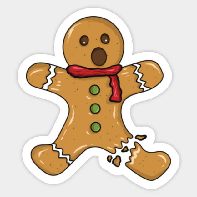 Gingerbread Man with Broken Leg - Gingerbread Man - Sticker | TeePublic