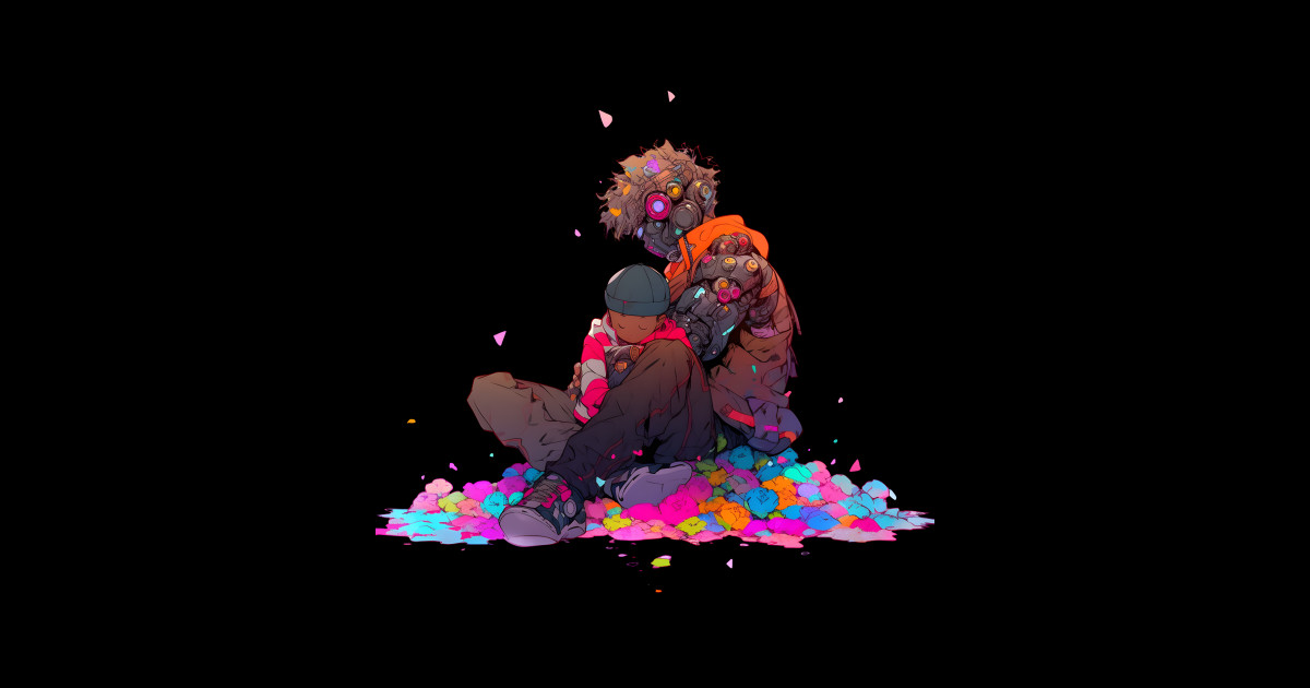 Cyberpunk and Normal Boy - Cyberpunk - Sticker | TeePublic