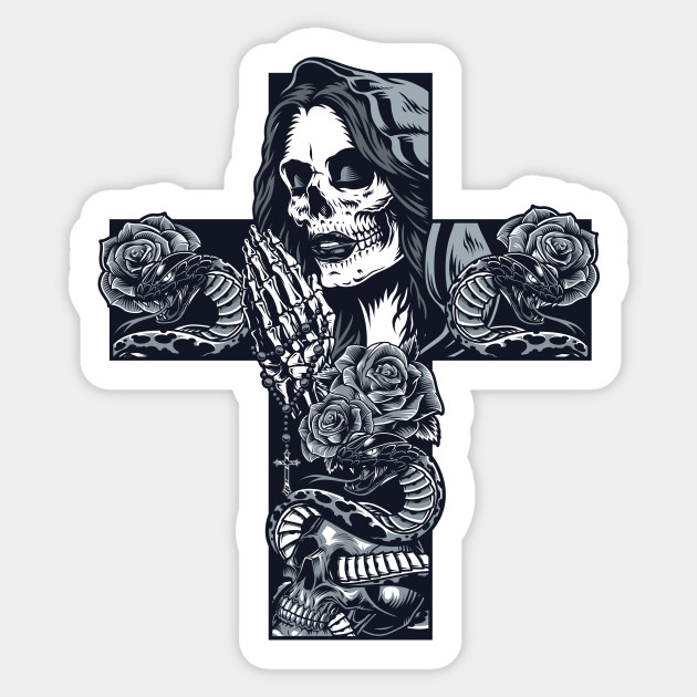 Chicano Cross Shaped Tattoo - Chicano - Sticker | TeePublic