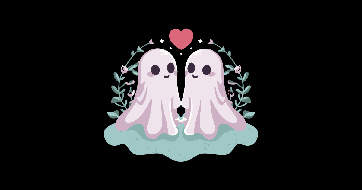 Cute Ghost Couple - Valentine Day - Sticker | TeePublic