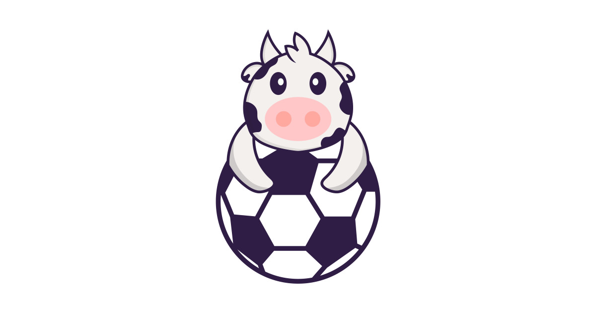 Cute cow playing soccer - Cow - Sticker | TeePublic