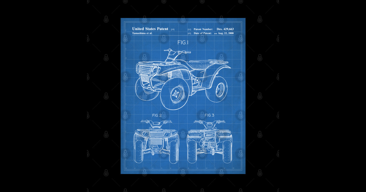 ATV Quad Bike Patent - Off-Roader Motorsports Fan Art - Blueprint - Atv ...