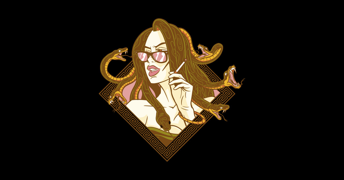 Sexy Medusa Smoking Greek Mythology Snakes - Medusa Head - Sticker ...