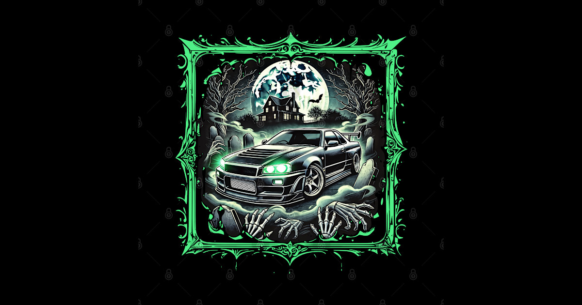 Haunted GTR R34 - Nissan Gtr R34 - Sticker | TeePublic