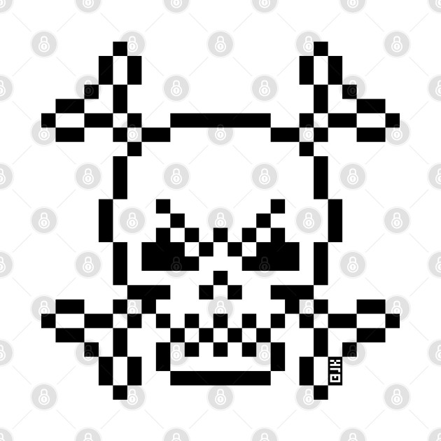 Skull And Crossbones Small (Pixel Art / Jolly Roger / Outline) - Skull ...