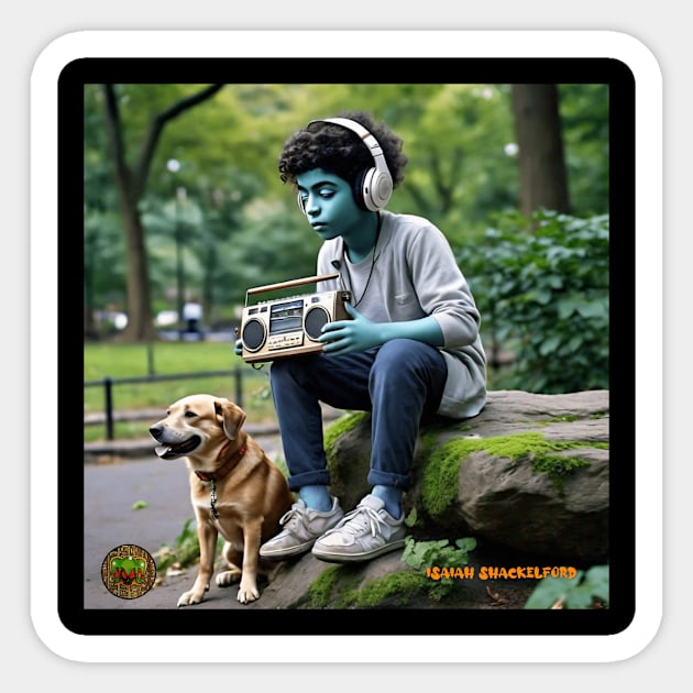 Alien teen with dog - Alien Ufo - Sticker | TeePublic