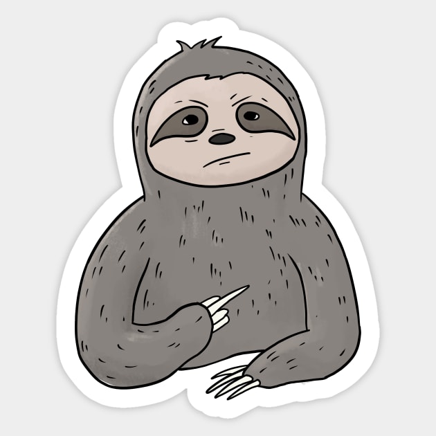 Grumpy Sloth Holding Middle Finger - Middle Finger - Sticker | TeePublic
