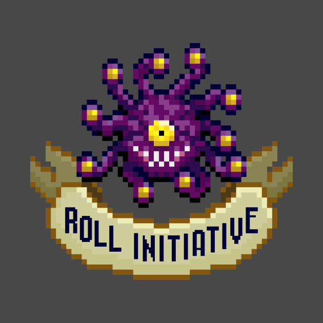 Roll Initiative Beholder 8 Bit Retro Pixel Art - Beholder - T-Shirt ...