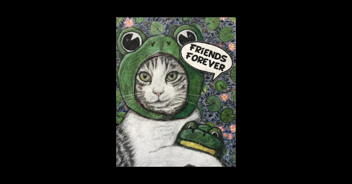 Friends forever- ribbit meets meow - Friends - Magnet | TeePublic