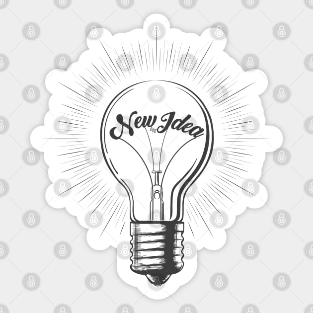 Light Bulb with Wording New Idea in Engraving Style - Solution New Bulb ...