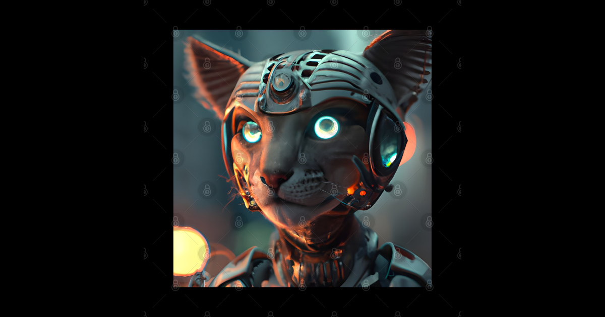 Cyberpunk Kitty (3) - Anthropomorphic Sci fi Cats - Cyberpunk - Posters and Art Prints | TeePublic