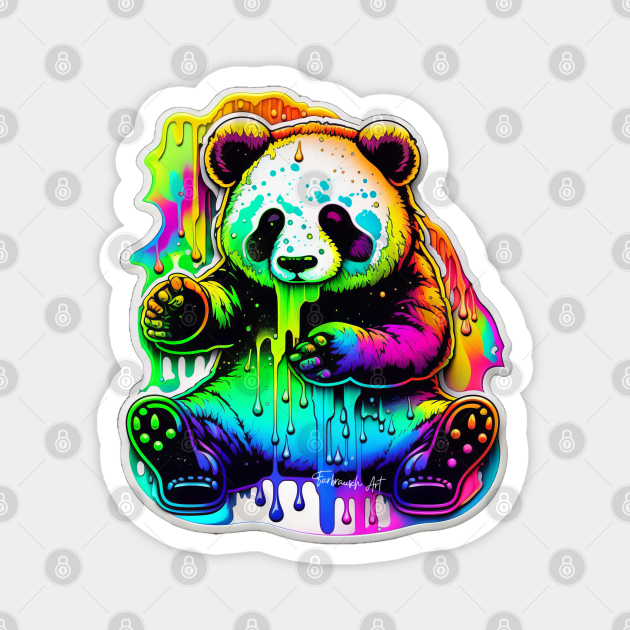 Colorful melting panda bear design #1 - Panda Bear - Magnet | TeePublic