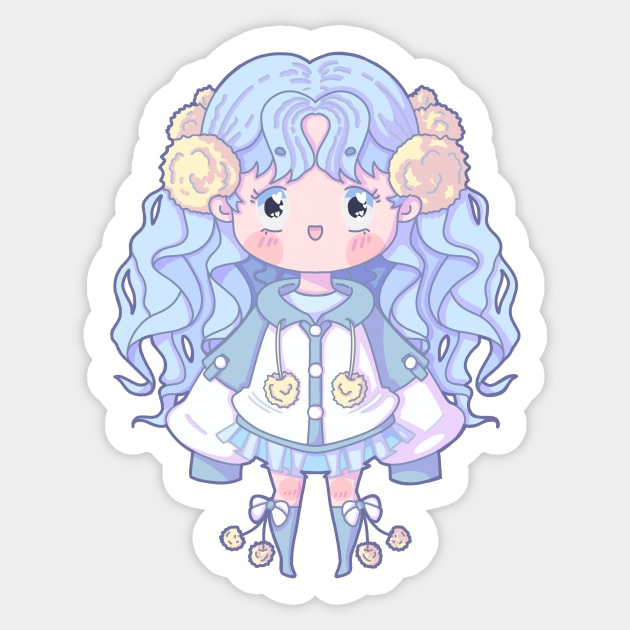 Blue Chibi Girl - Chibi Girl - Sticker | TeePublic
