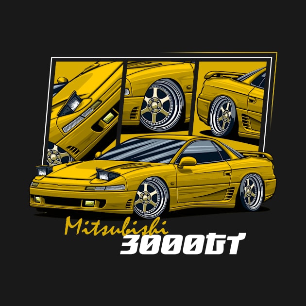 Mitsubishi 3000GT, JDM Car Yellow - Mitsubishi 3000gt - T-Shirt | TeePublic