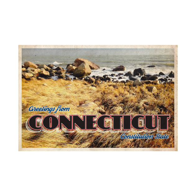 Greetings from Connecticut - Vintage-Style Postcard Design ...