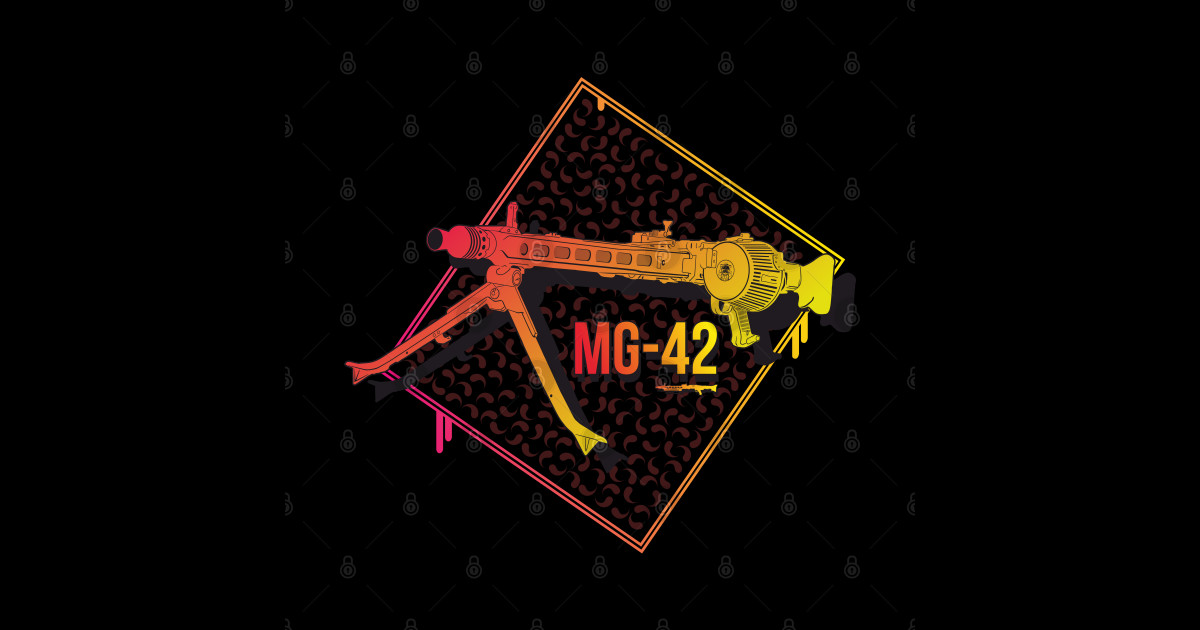 Colorful German MG-42 machine gun - Firearms - Sticker | TeePublic