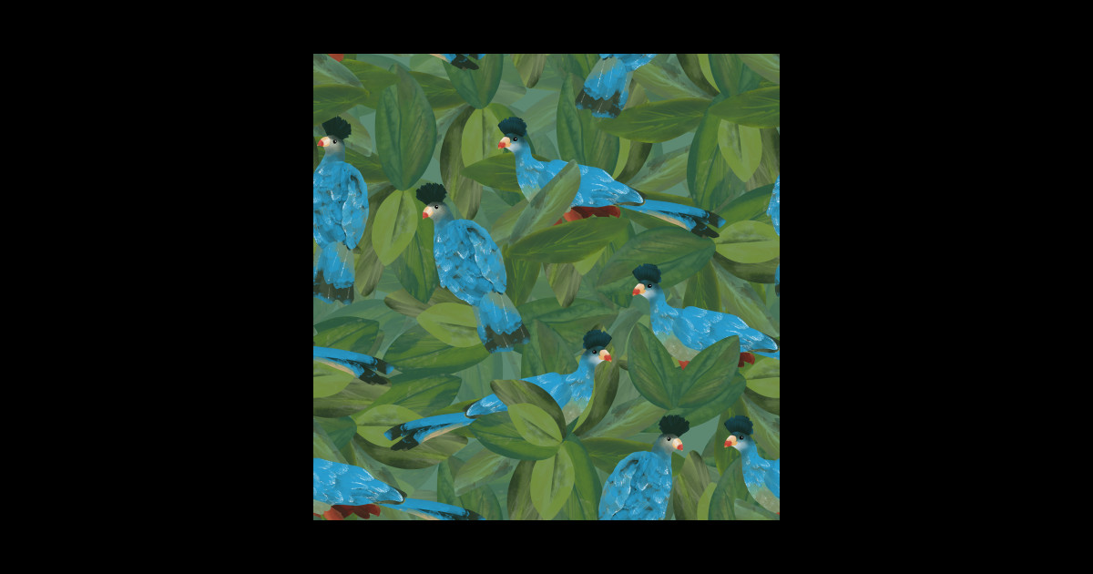 Great blue turacos in the trees - Tropical - Sticker | TeePublic