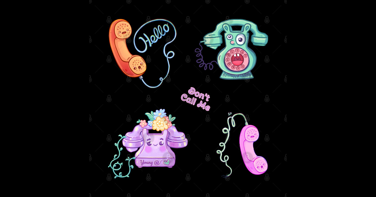 Retro Phone Characters Set - Retro Phone - Sticker | TeePublic
