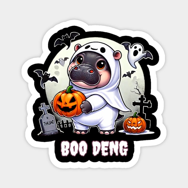 Moo Deng Bouncy Pig In Thai Funny Halloween Boo Deng - Halloween Boo ...