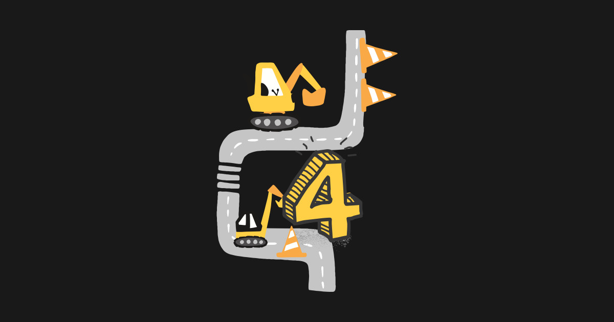 4. Geburtstag vier Jahre alt Bagger Geburtstagsgeschenk - Gift - T ...