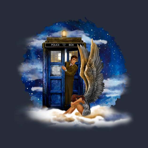 10th Doctor with crying AngeL - Doctor Who - T-Shirt | TeePublic