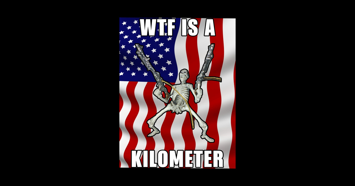 WTF Is A Kilometer July 4th skeleton Funny Cringey USA Meme - Wtf Is A ...