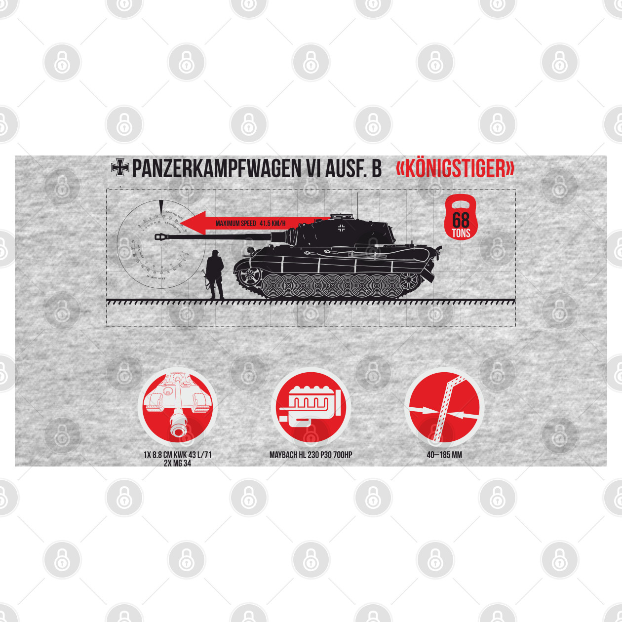 Infographic of Panzer VI Ausf. B «Tiger II» - Tiger Tank - T-Shirt ...