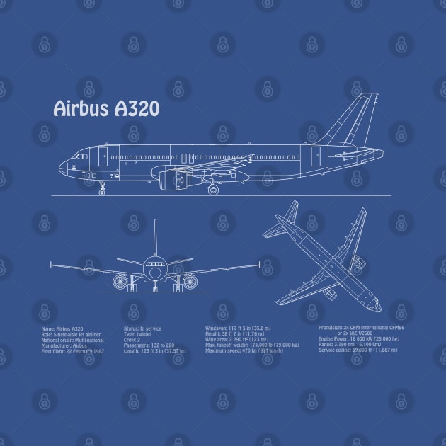 Airbus a320 Airplane Blueprint Plan - ADpng - Airbus A320 - T-Shirt ...