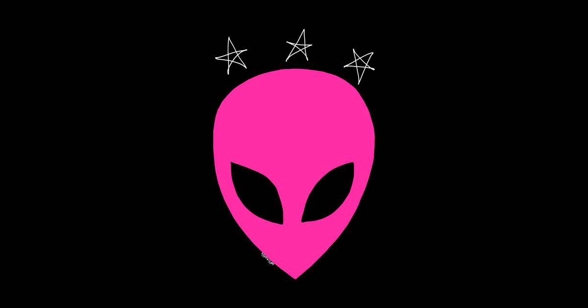 Pink Alien Head - Alien - Sticker | TeePublic