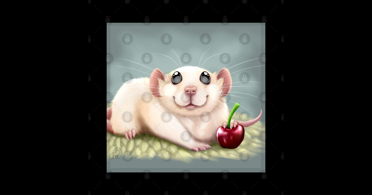 Rat with cherry - Rat - Sticker | TeePublic