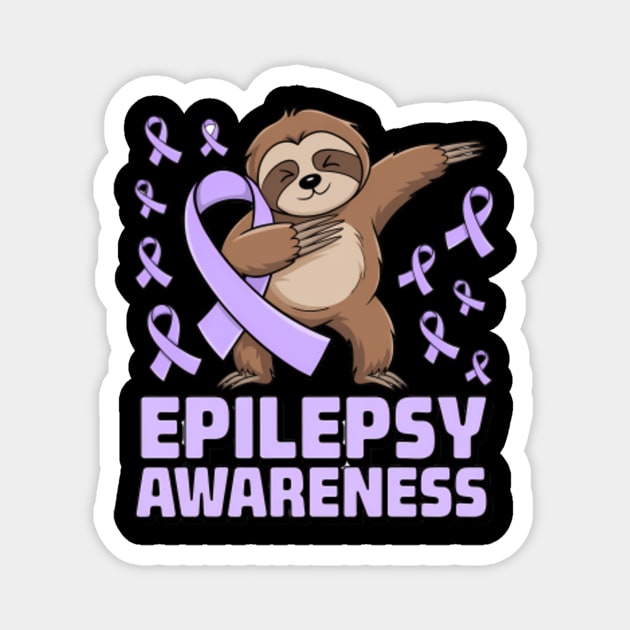 Dabbing Sloth Epilepsy Awareness Ribbon Dancing - Sloth - Magnet ...