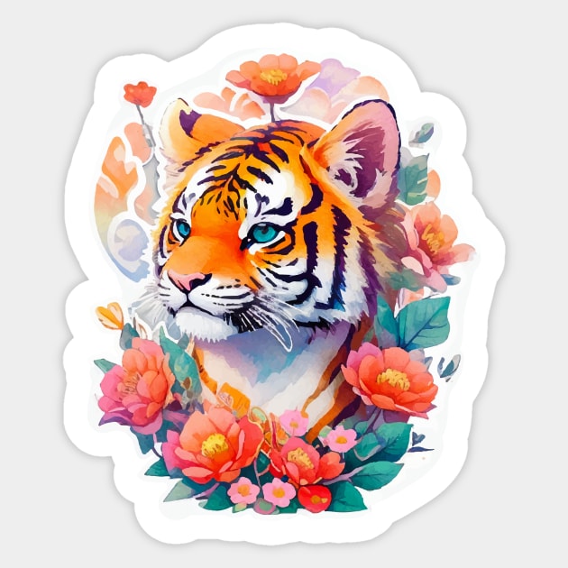 Minimal Cute Baby Tiger - Cute Tiger - Sticker | TeePublic
