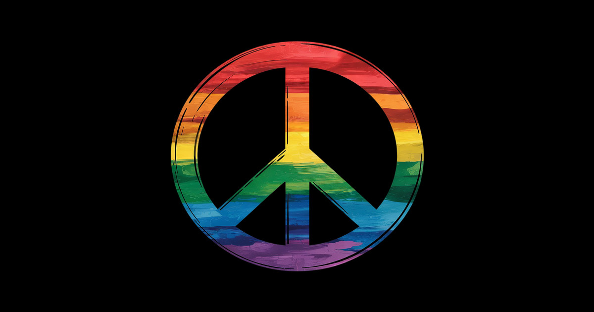 Rainbow Flag Peace Sign Gay Lesbian LGBT Pride Month - Rainbow Flag ...