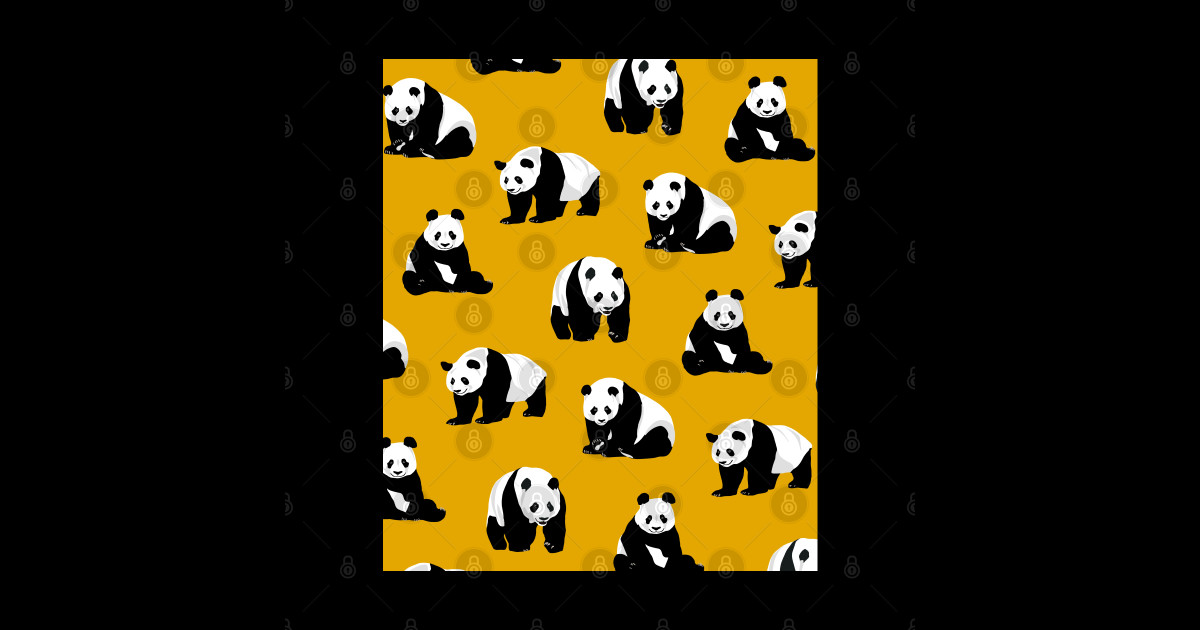 Pandas on a Mustard Yellow Background - Panda - Sticker | TeePublic