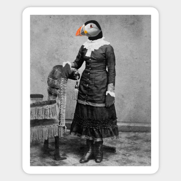 Puffin Girl - Surreal - Sticker | TeePublic