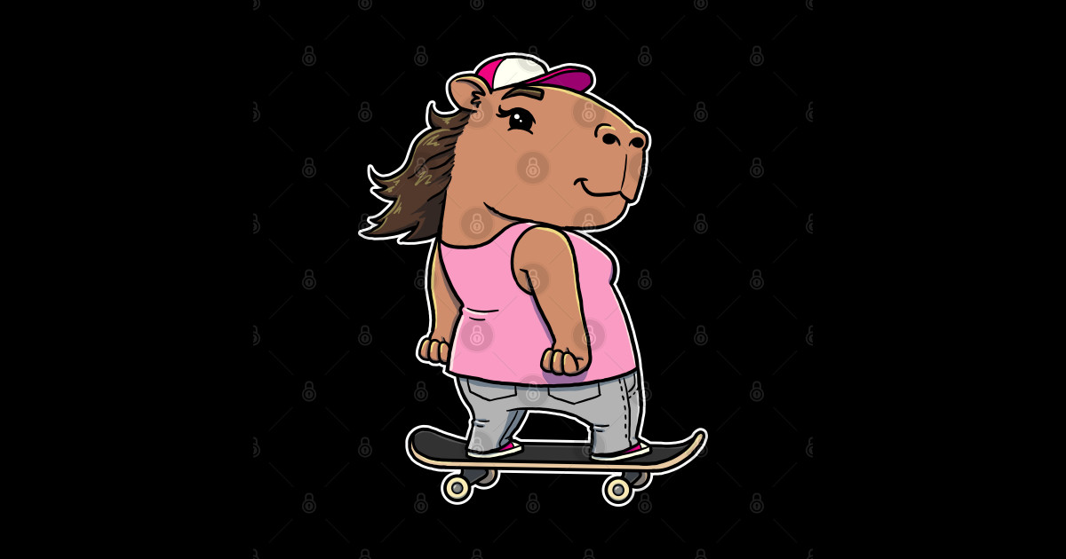 Capybara Skater Girl Skateboarding - Capybara - Posters and Art Prints ...