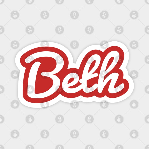 Beth Typography White Cursive Script - Beth - Magnet | TeePublic