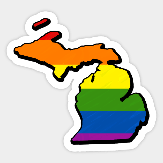Rainbow Michigan Outline - Pink Michigan Outline - Sticker | TeePublic