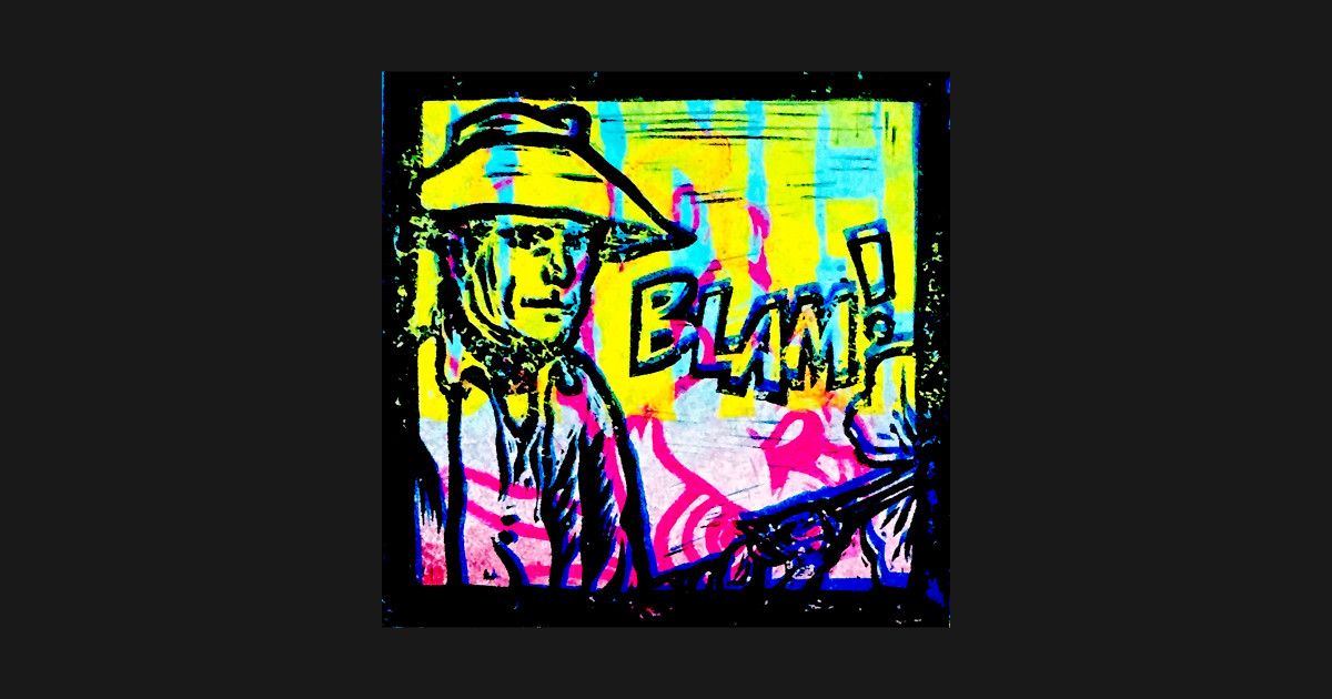 BLAM!! pop art cowboy comic book design - Pop Art - T-Shirt | TeePublic