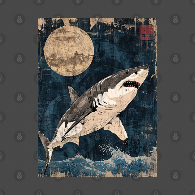 Vintage Japanese Shark 04 - Shark - T-Shirt | TeePublic
