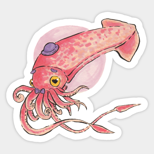 Handsome squid - Squid - Sticker | TeePublic
