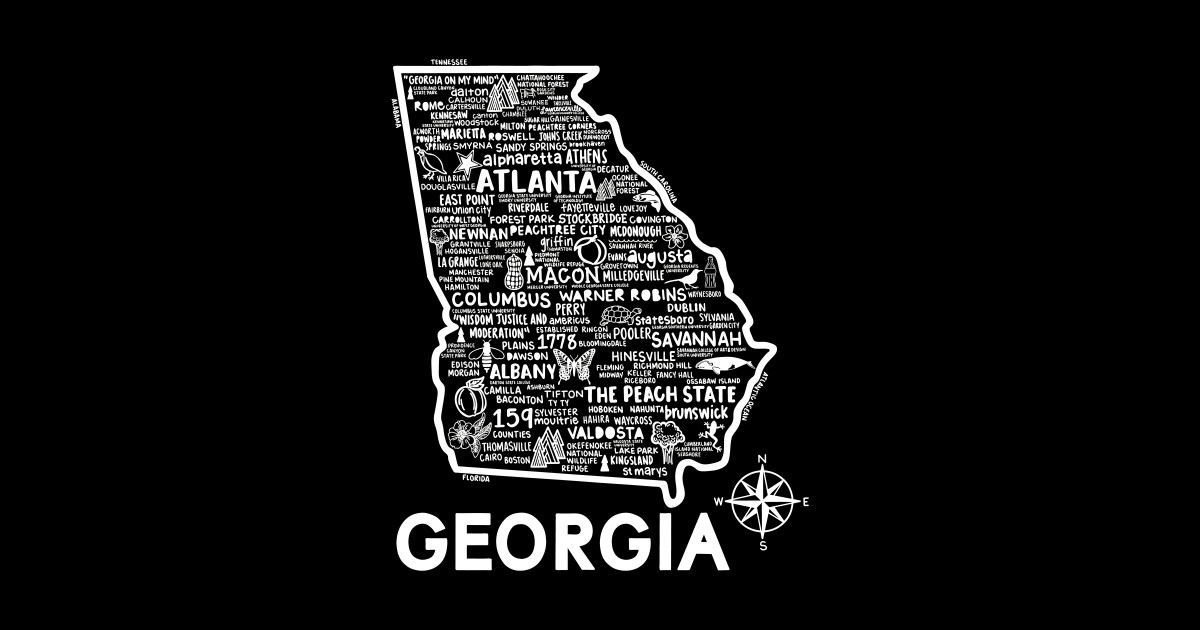 Georgia Map - Georgia - Sticker | TeePublic