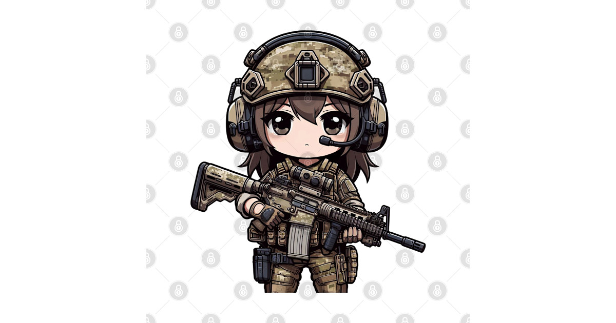 Tactical Chibi Girl - Chibi - T-Shirt | TeePublic