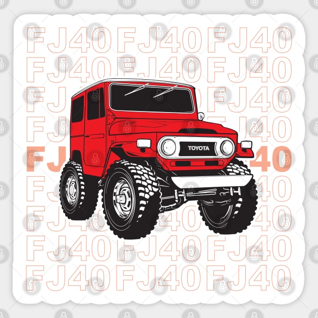 FJ40 Stacked Red - Fj40 - Sticker | TeePublic