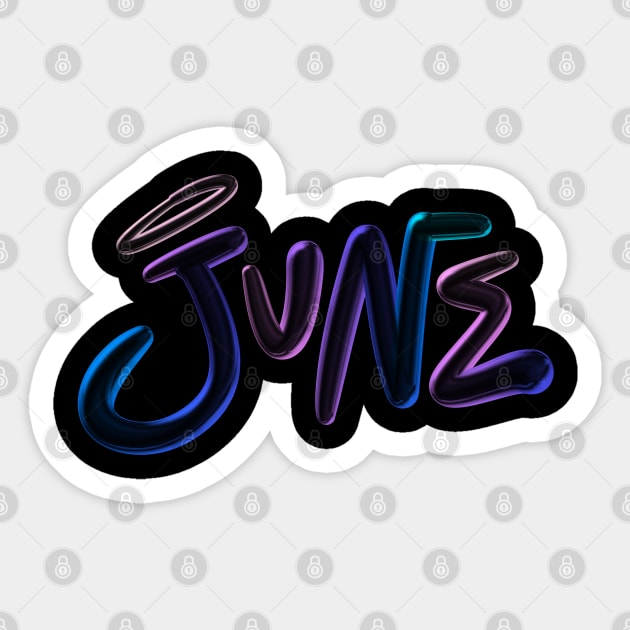 June Lettering Gift - June Birthday Gift - Sticker | TeePublic