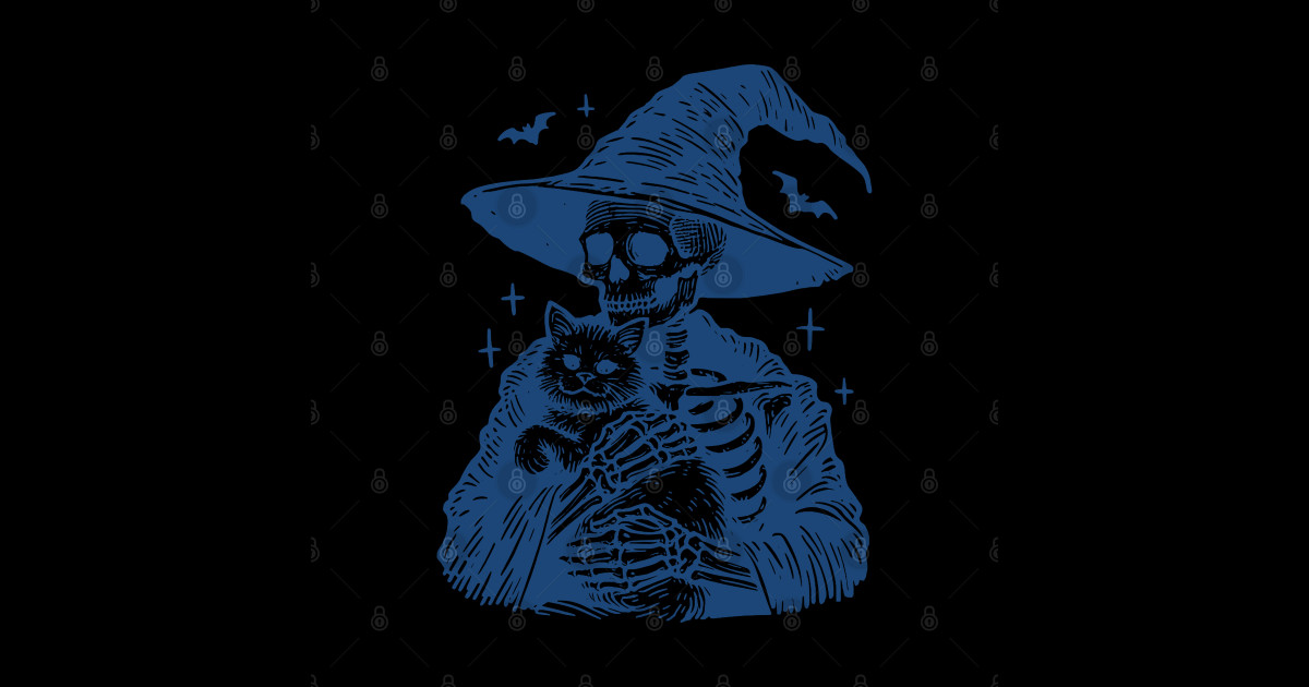 Skeleton Witch Hugging Cat - Skeleton Witch Hugging Cat - Sticker ...