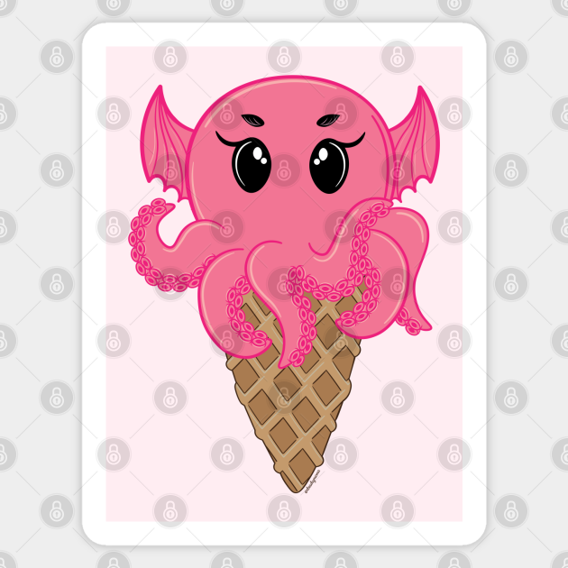 Pink Cthulhu Ice Cream - Cthulhu - Sticker | TeePublic