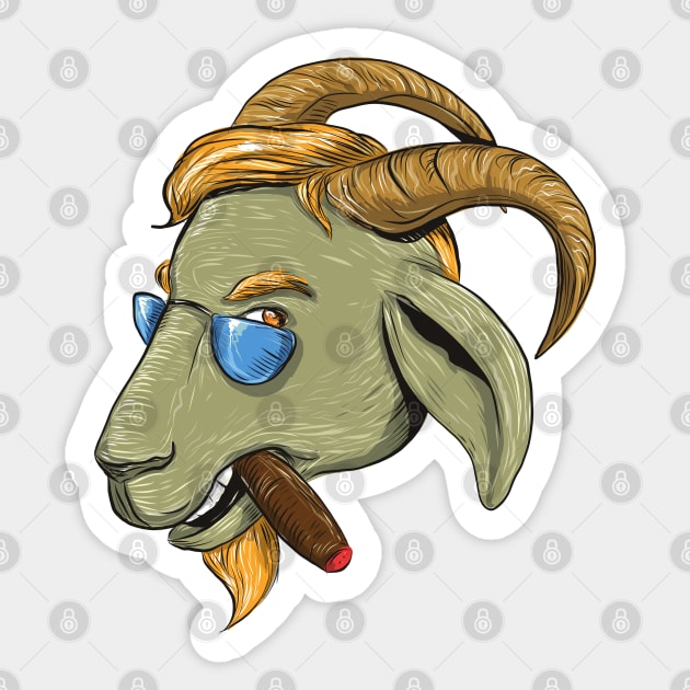 Hip Goat Smoking Cigar - Drawing Goats - Sticker | TeePublic